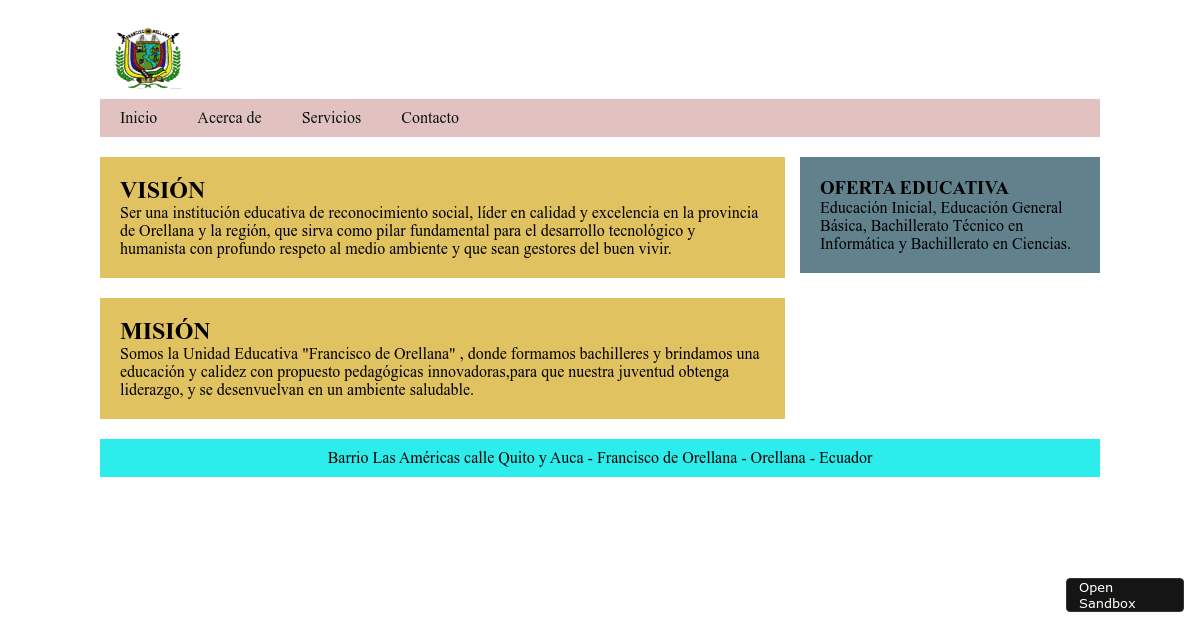 Layout, estructura Básica (insertar la información del colegio ...