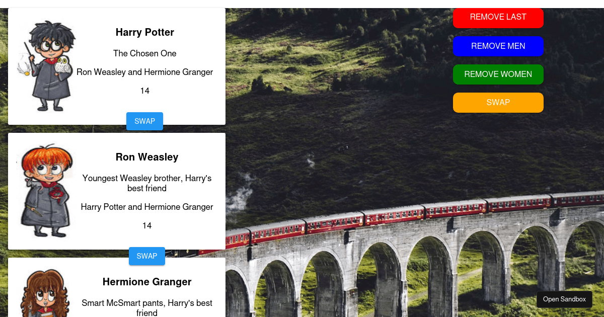 Harry Potter Project (forked) - Codesandbox