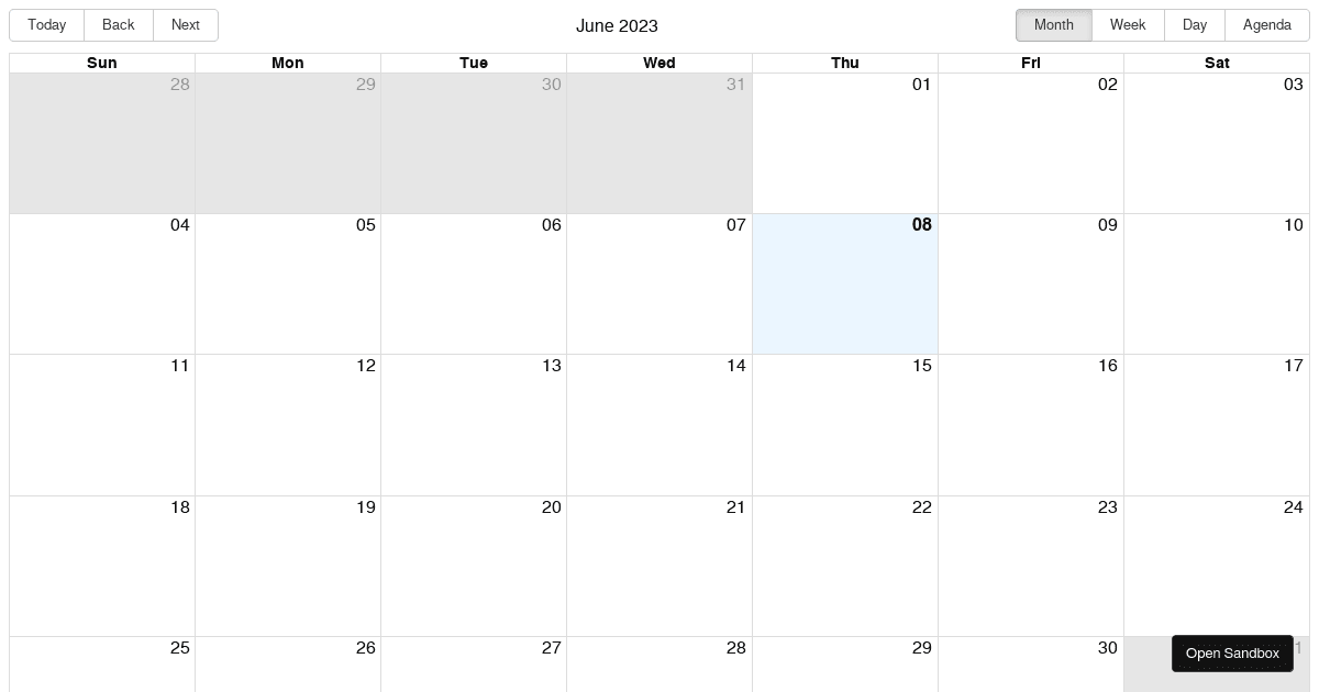 React Big Calendar Example Codesandbox
