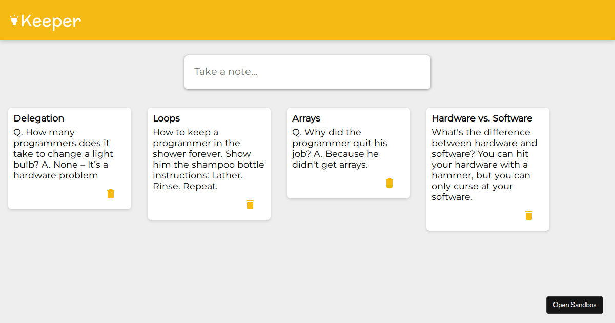 keeper-app-part-1-starting - Codesandbox