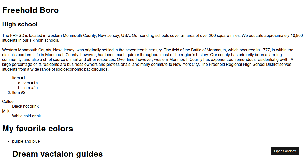HTML-structure - Codesandbox