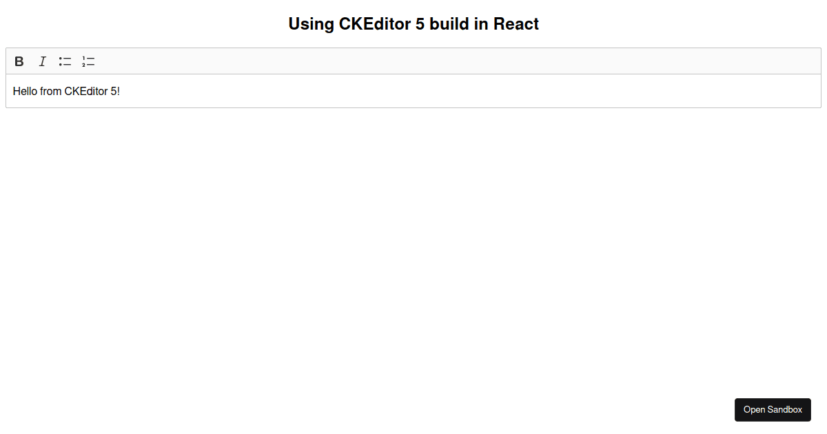CKEditor5 demo - Codesandbox
