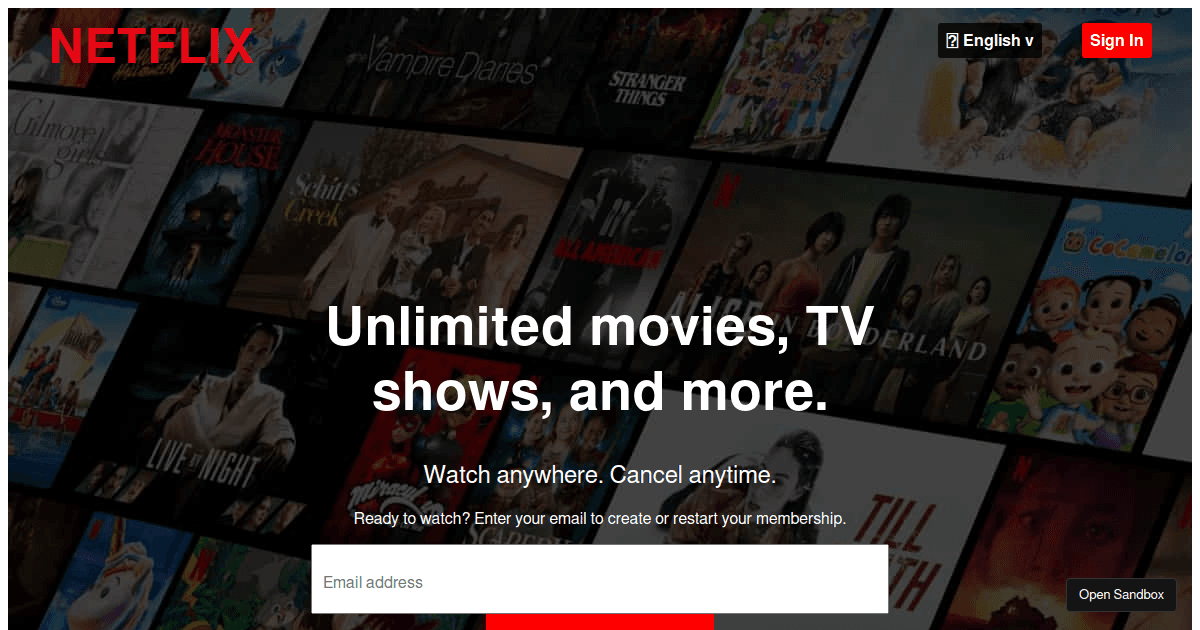 netflix-landing-page-mock - Codesandbox