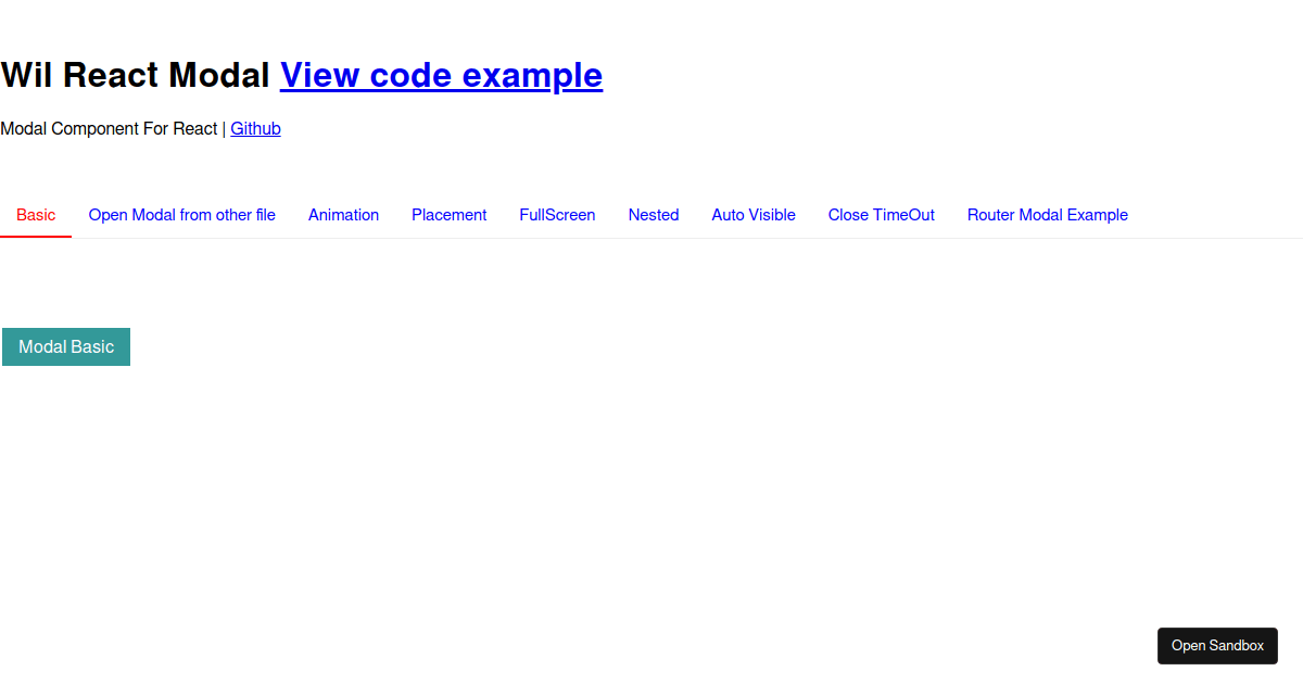 Wil React Modal (forked) - Codesandbox