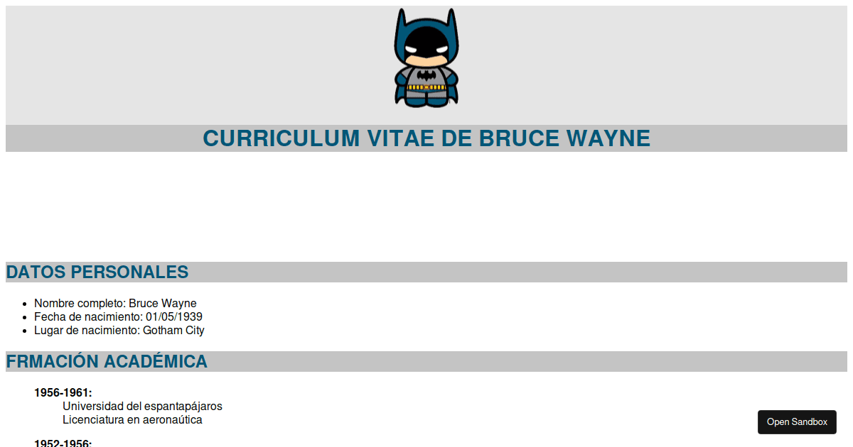 3. Curriculum Vitae Bruce Wayne - Codesandbox