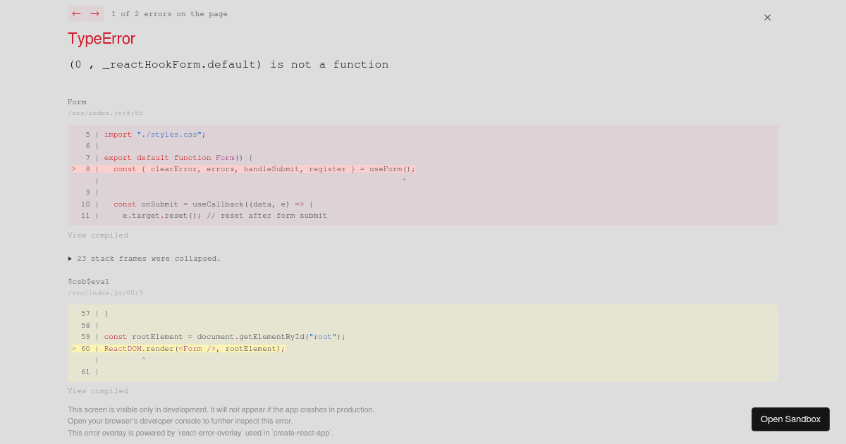 React Hook Form - Clearing Input Errors After Submit - Codesandbox