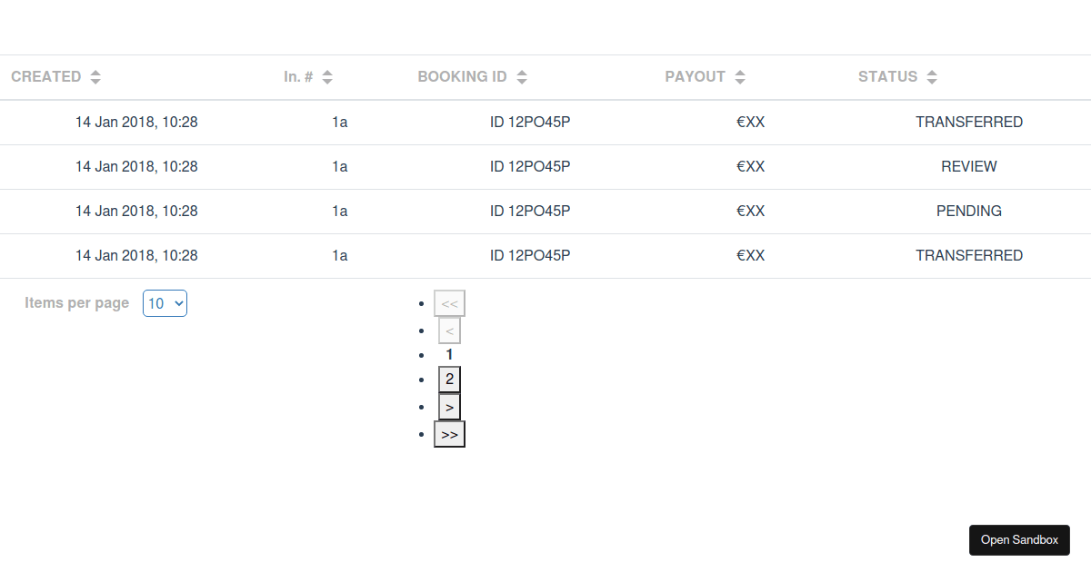Vue v-datatable-light - Codesandbox