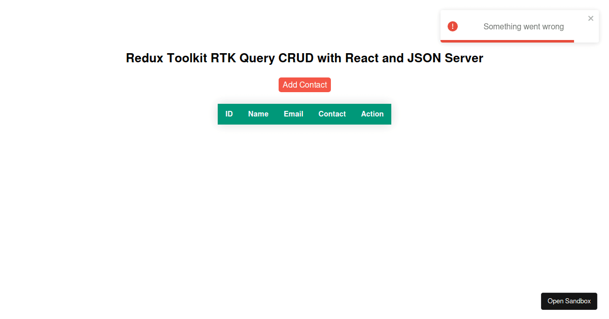 RTK CURD operation with JSON server - Codesandbox