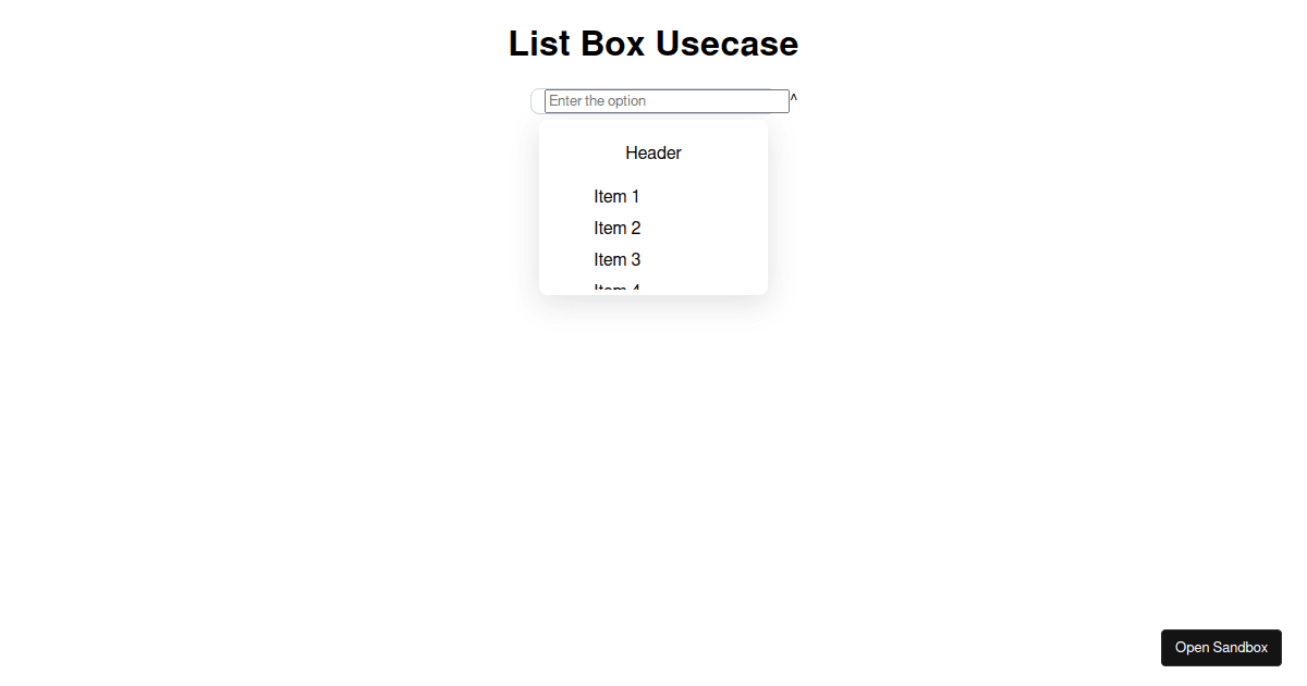 React Spectrum Listbox Usecase Codesandbox