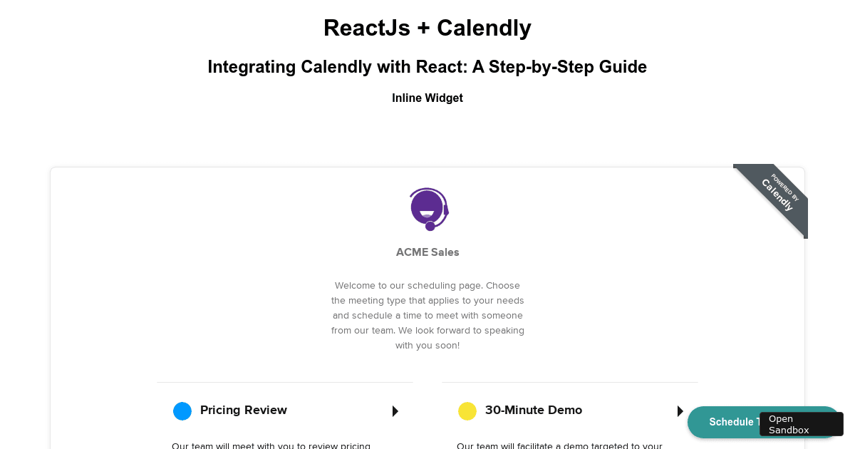 ReactJs+Calendly - Codesandbox