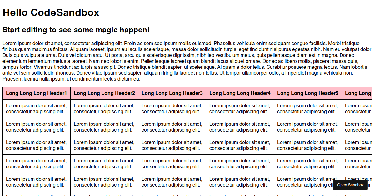 table-sticky - Codesandbox