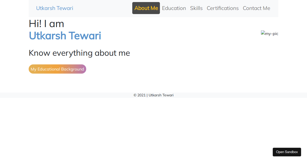 portfolio-utkarsh-tewari - Codesandbox