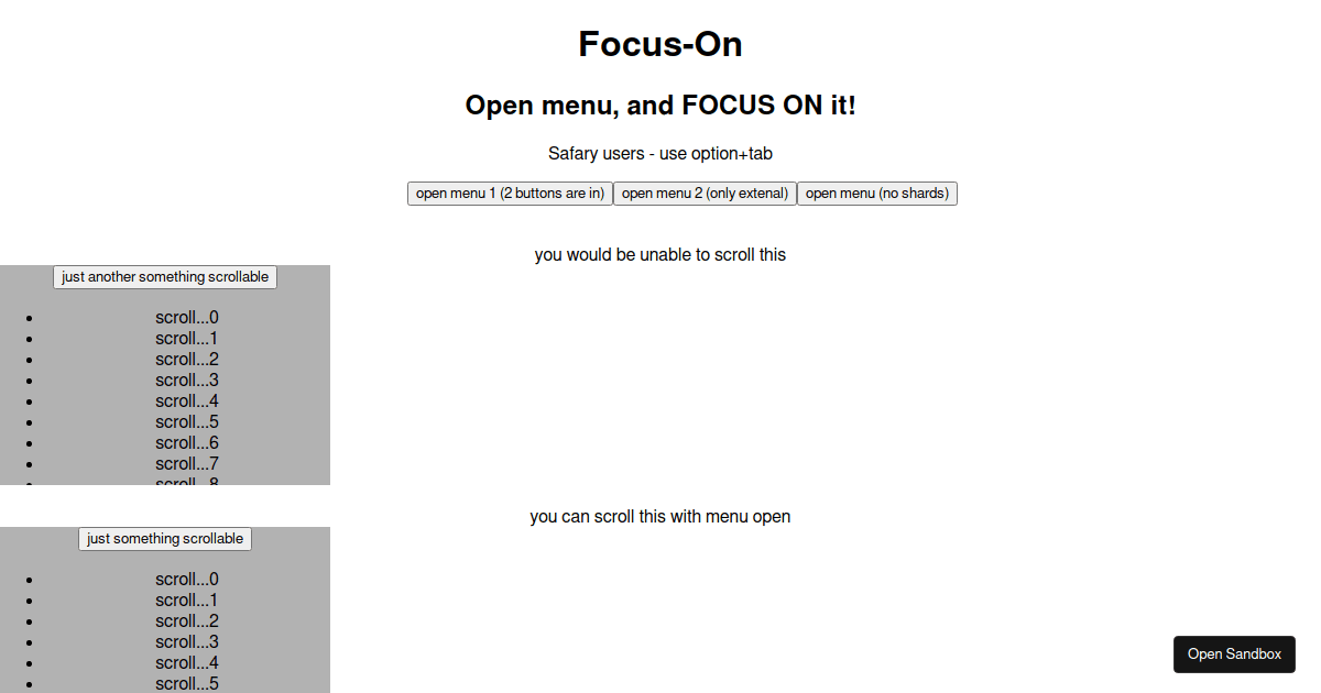 Focus-on - Codesandbox