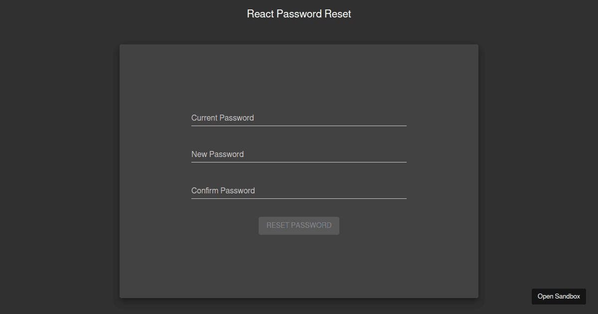 React Password Reset Form Example Forked Codesandbox