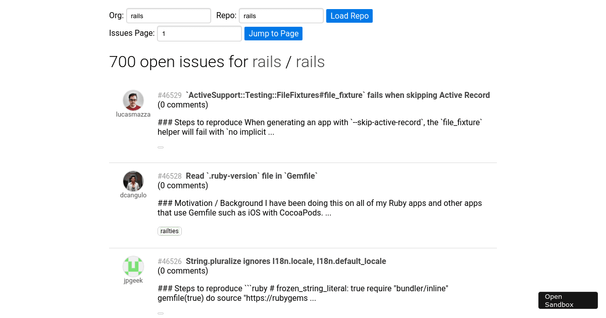 rsk-github-issues-example - Codesandbox