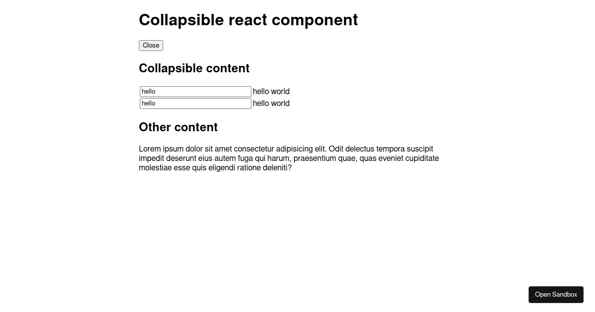 collapsible-react-component example (forked) - Codesandbox