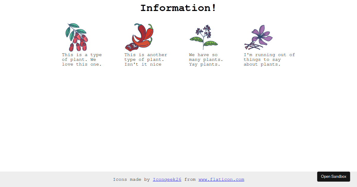 The Odin Project Css Flex Exercise 04 Flex Information Codesandbox