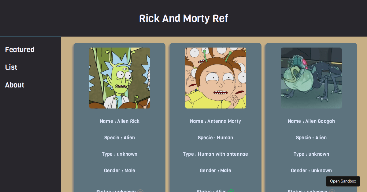 rick-and-morty-reference - Codesandbox