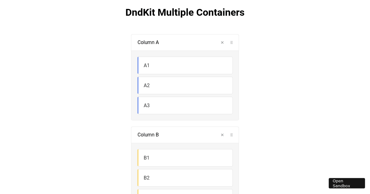 DndKit Multiple containers (forked) - Codesandbox