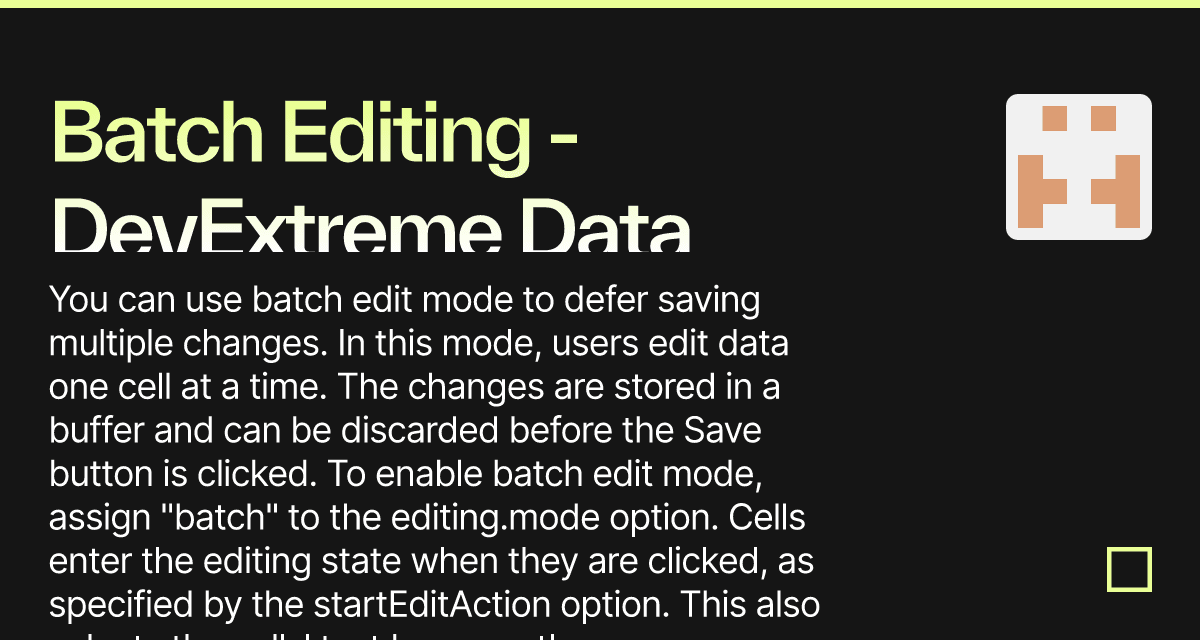 Batch Editing - DevExtreme Data Grid - Codesandbox
