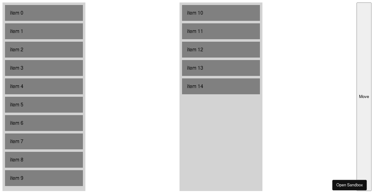 vertical list with multiple drop targets - Codesandbox