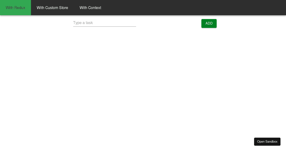 Replacing Redux Codesandbox