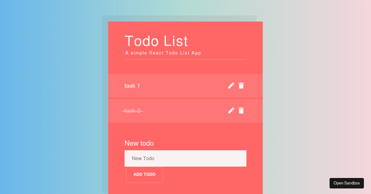 React todo list Codesandbox