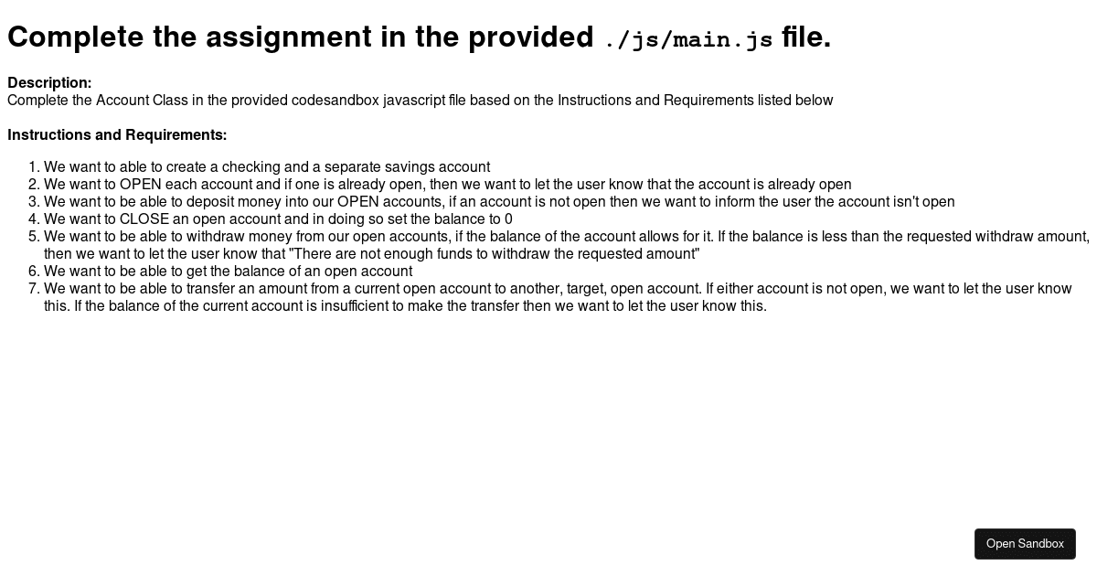 js-classes-assignment (forked) - Codesandbox