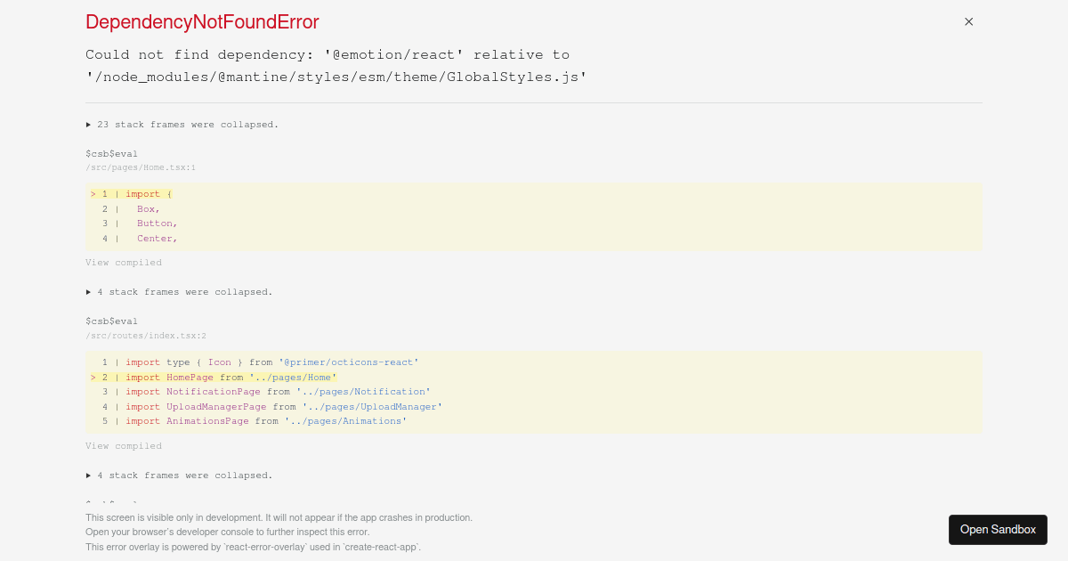 Mantine admin - Codesandbox