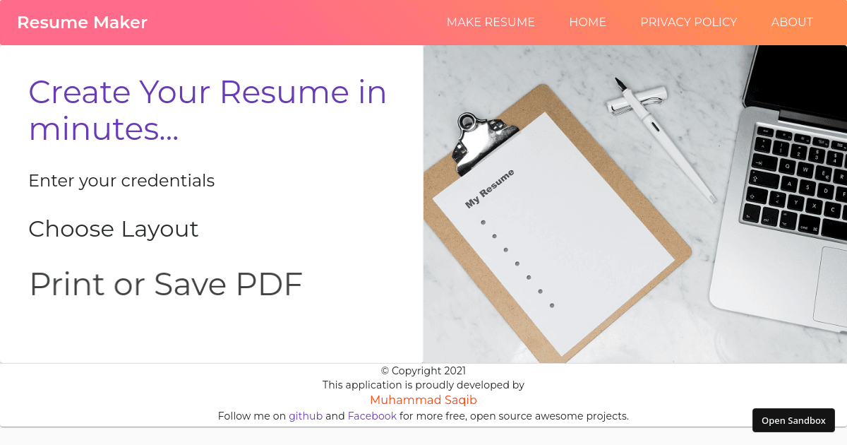 cv-maker - Codesandbox
