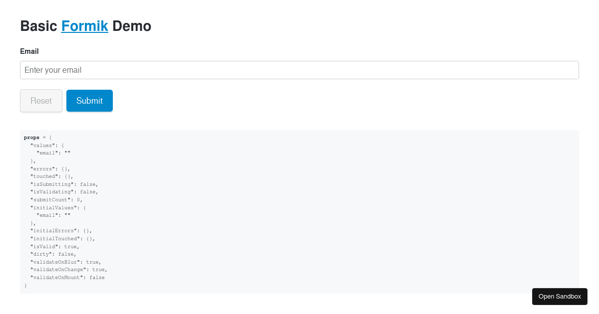 Formik Example Forked Codesandbox