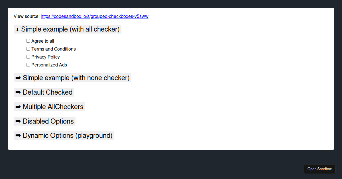 Grouped Checkboxes (forked) - Codesandbox