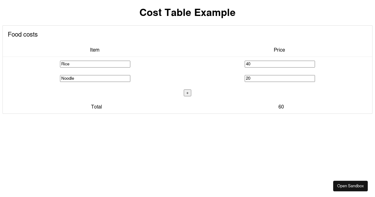 greyAlpha/dynamic-cost-table - Codesandbox