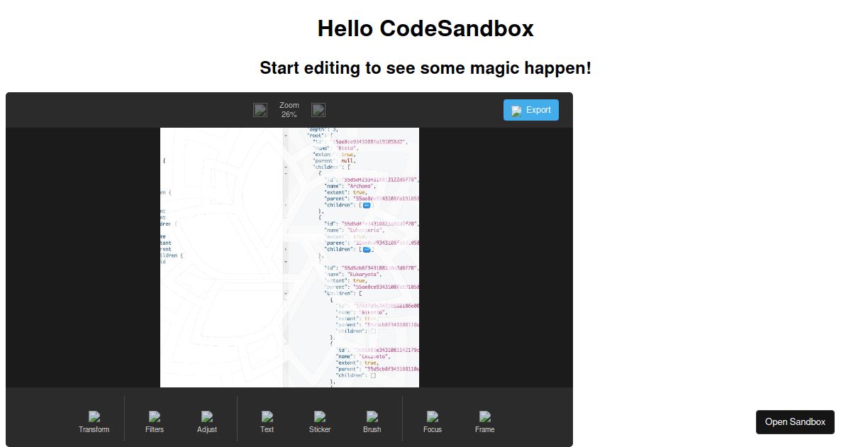 PhotoEditorSDK bug - Codesandbox