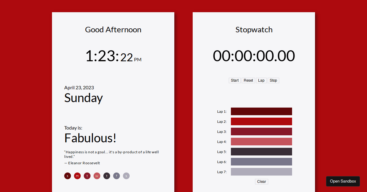 Clock / Stopwatch - Codesandbox