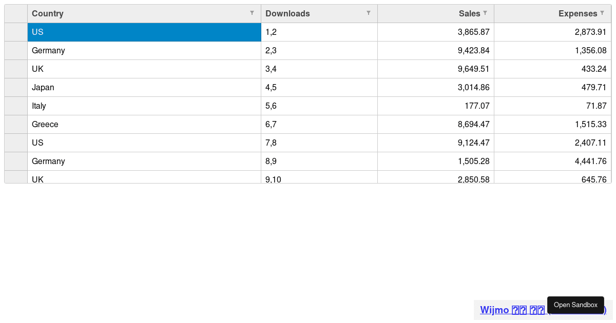 wijmo array dataType sorting and filtering_updated - Codesandbox