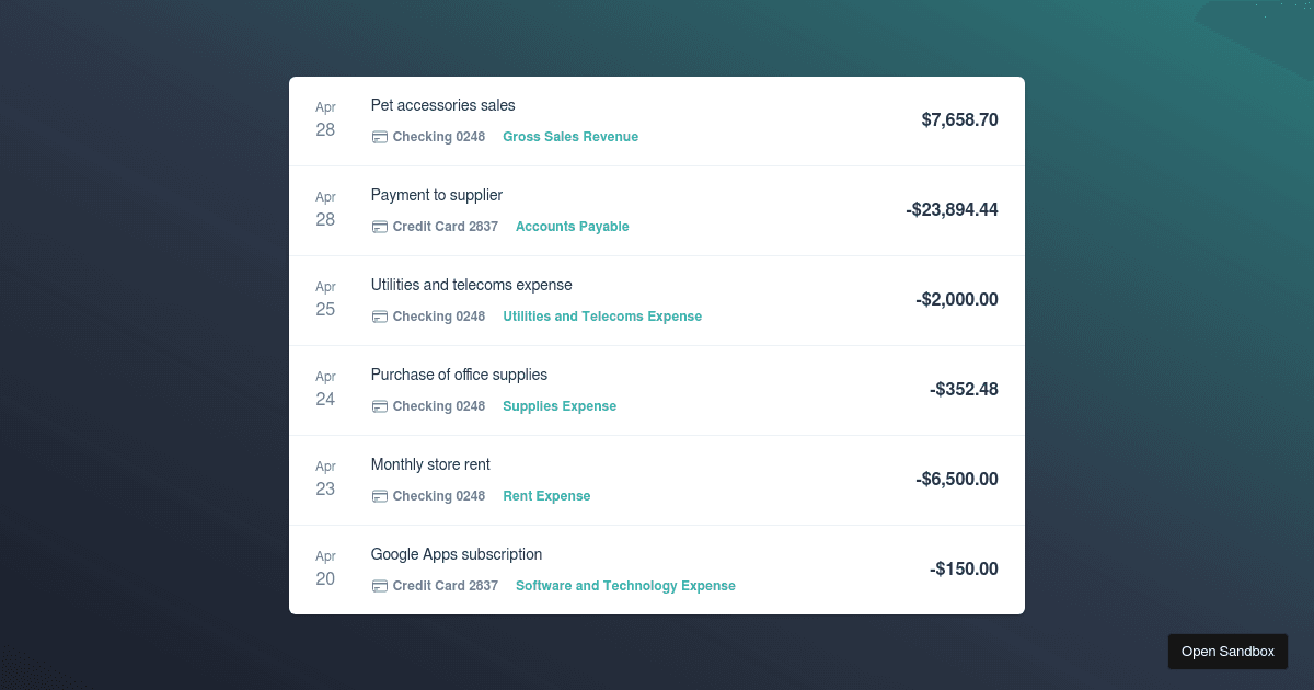 Bank Transactions - Codesandbox
