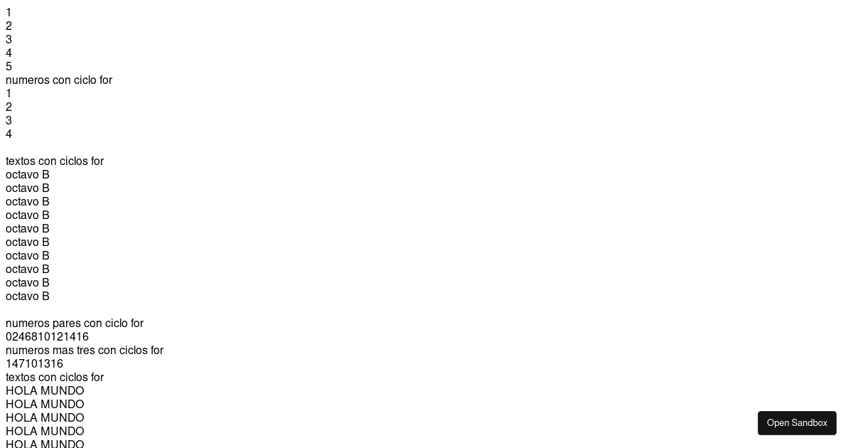 ciclo for - Codesandbox