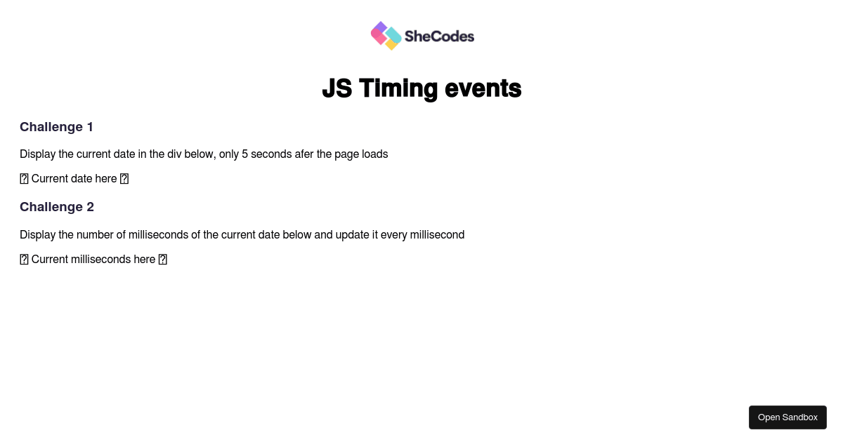 Js Timing Events Challenge Forked Codesandbox