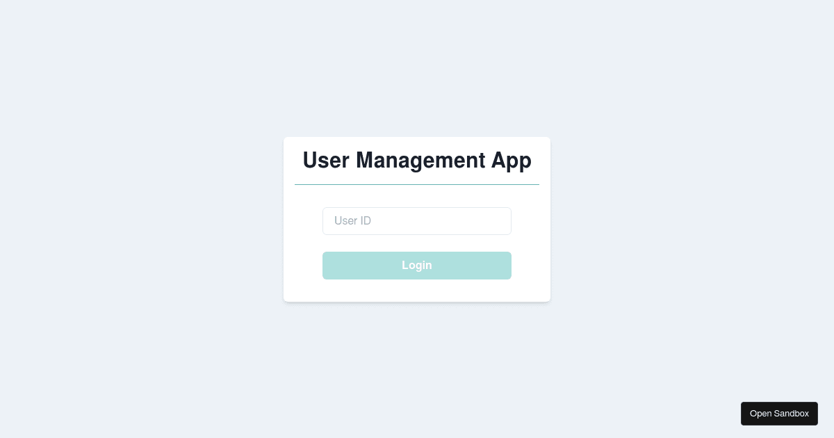 User Management App Typescript Codesandbox