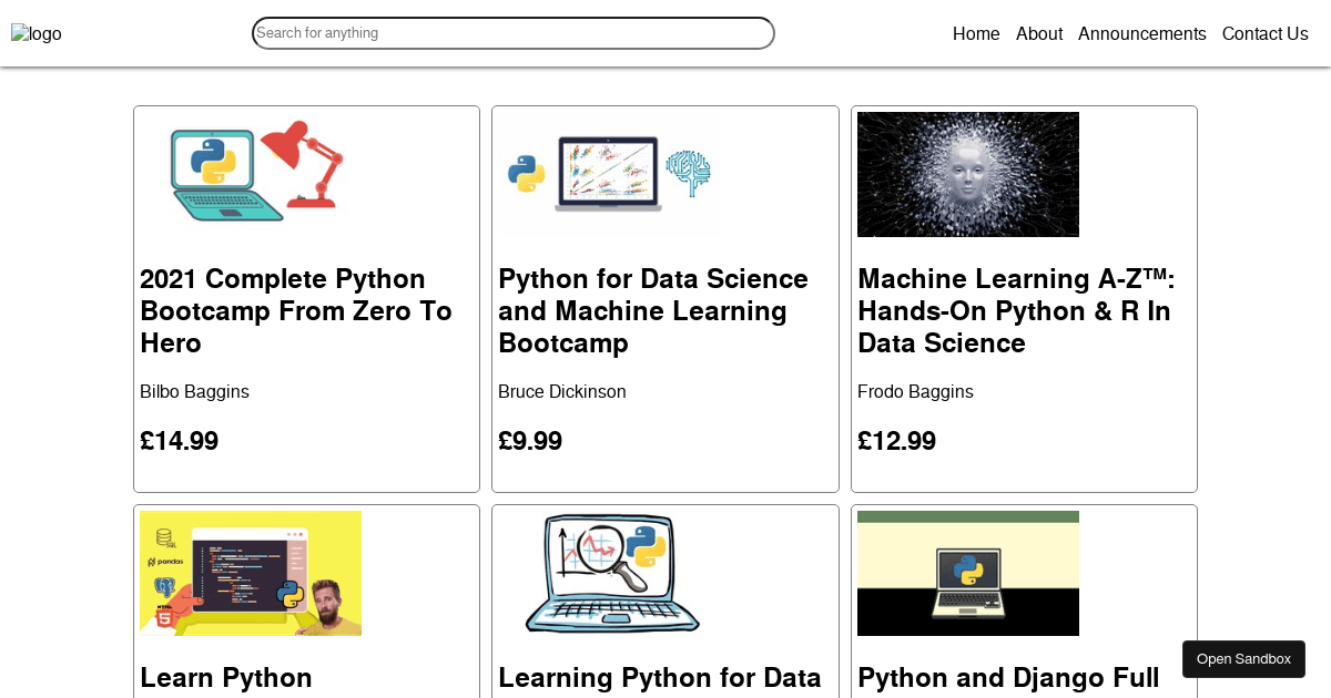 assignment - Udemy - Codesandbox