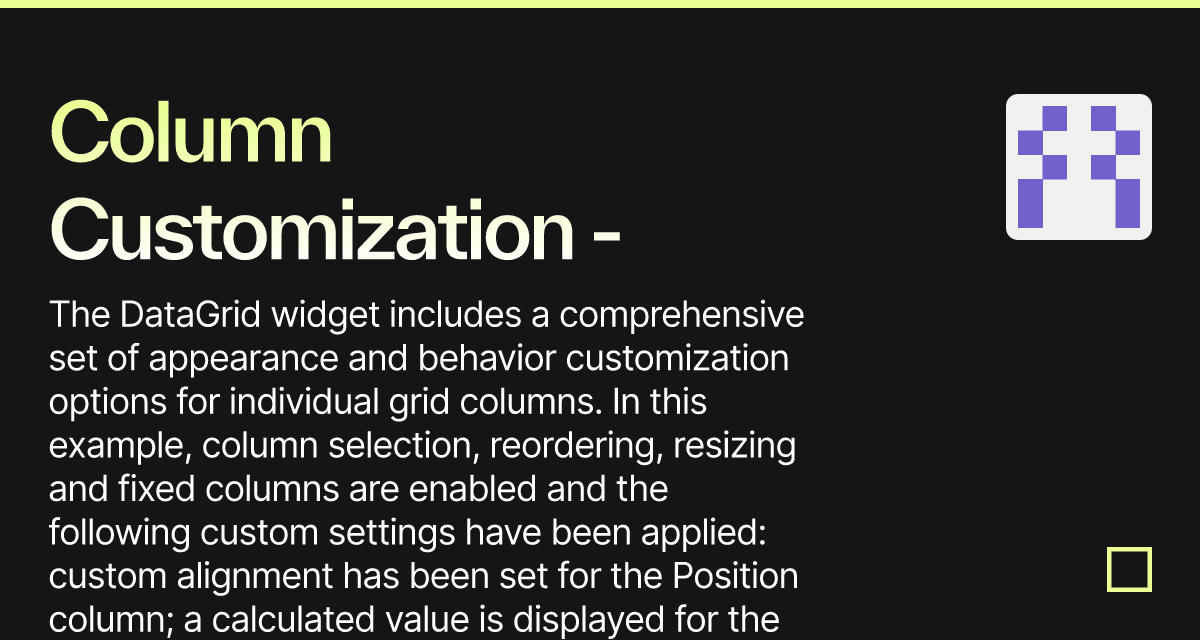 Column Customization - DevExtreme Data Grid - Codesandbox