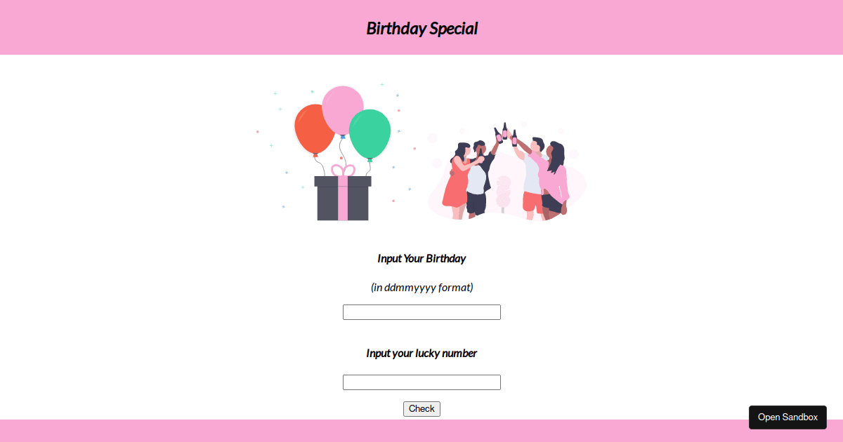 Check your birthday - Codesandbox
