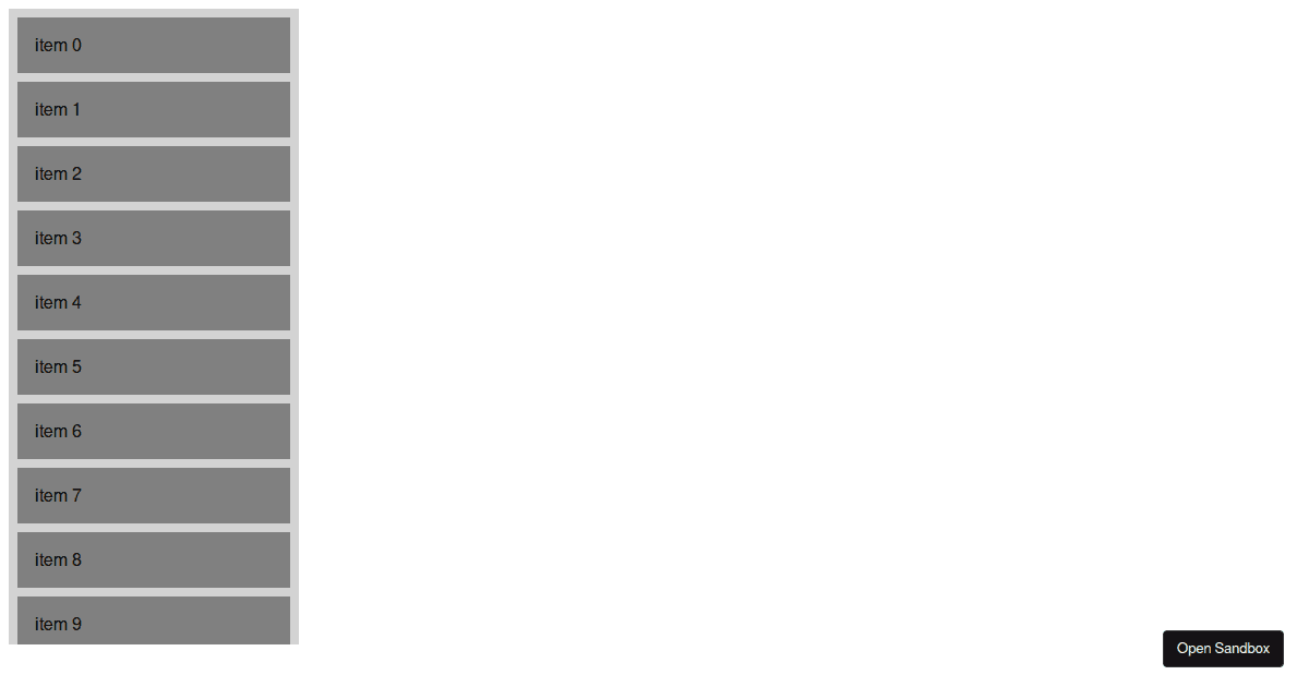 vertical list - Codesandbox