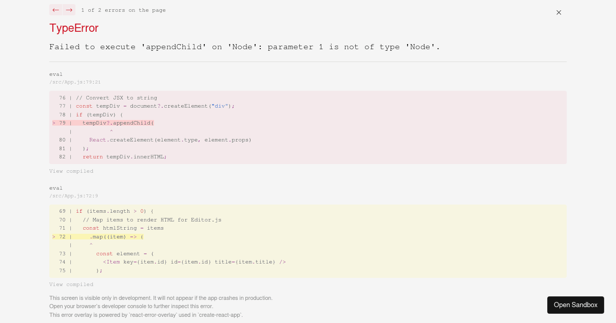 editor.js example (forked) - Codesandbox