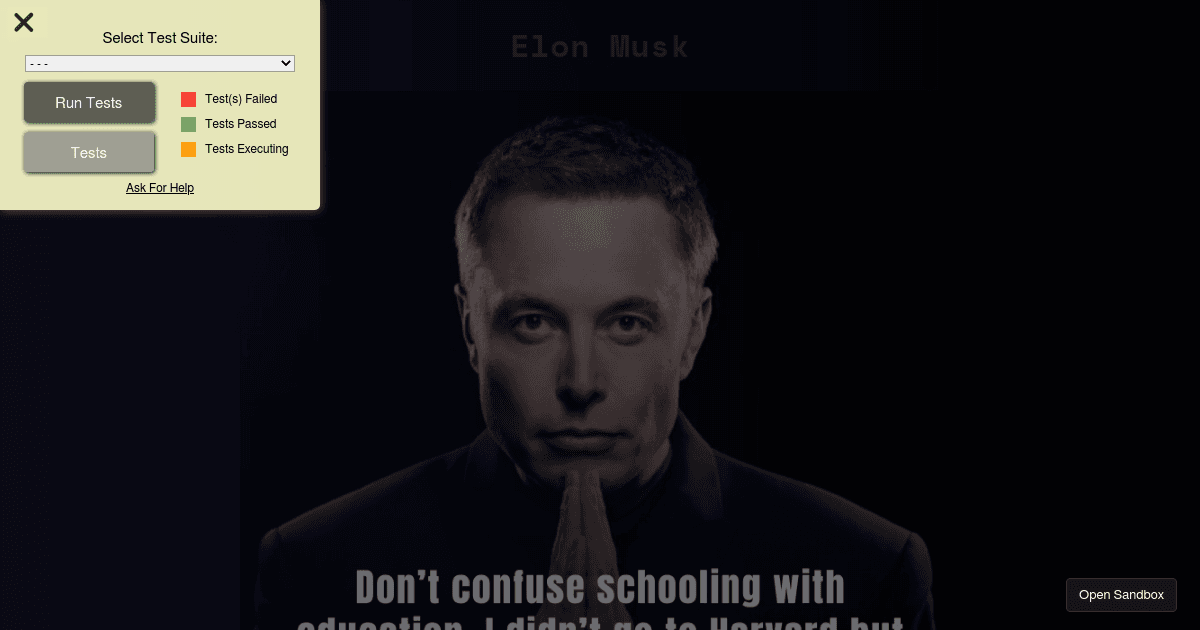 Tribute page Elon Musk - Codesandbox