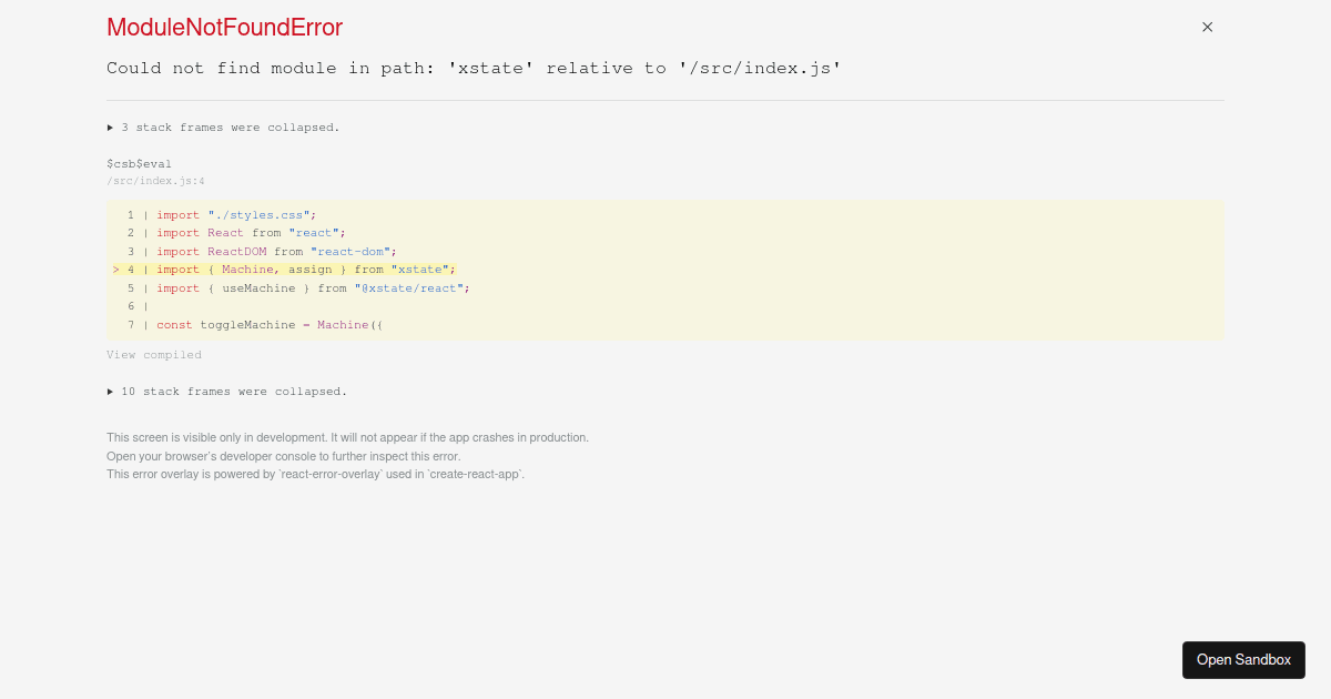 Xstate React Template Codesandbox