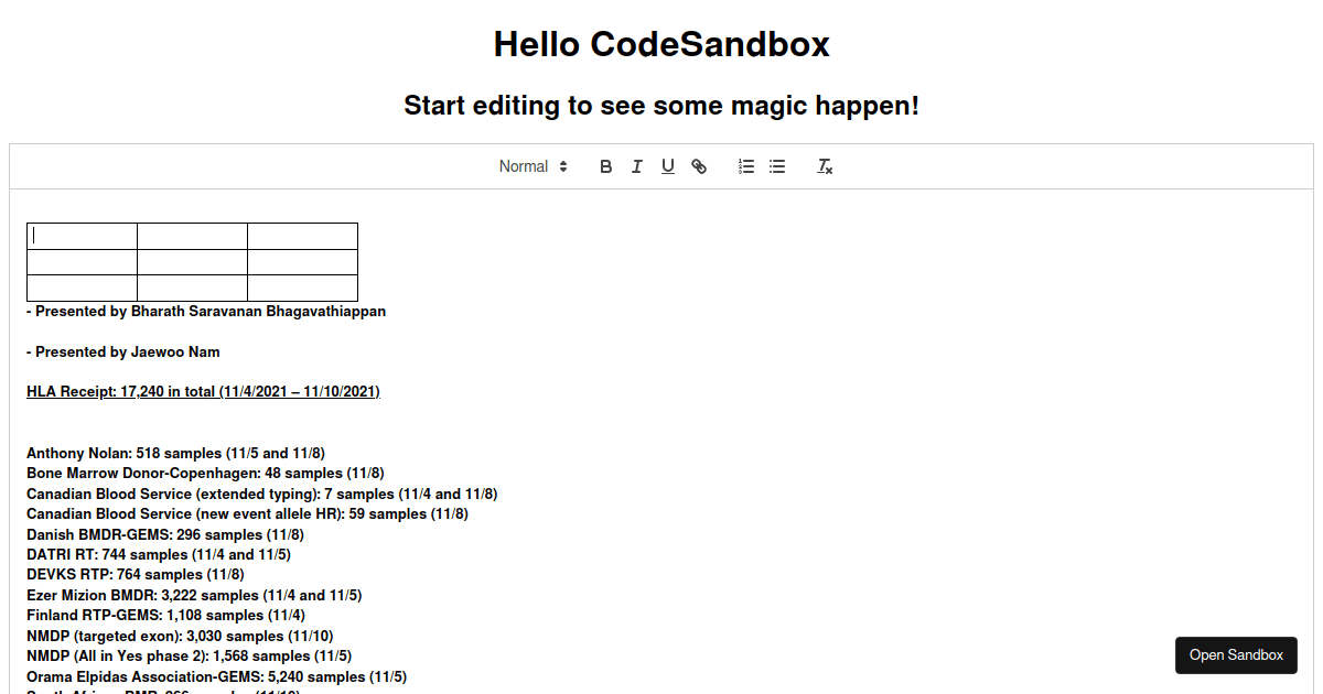 React Quill Table Demo Forked Codesandbox