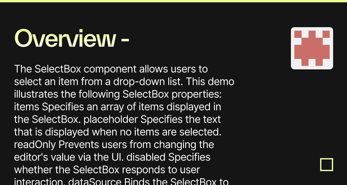 Overview - DevExtreme Select Box (forked) - Codesandbox