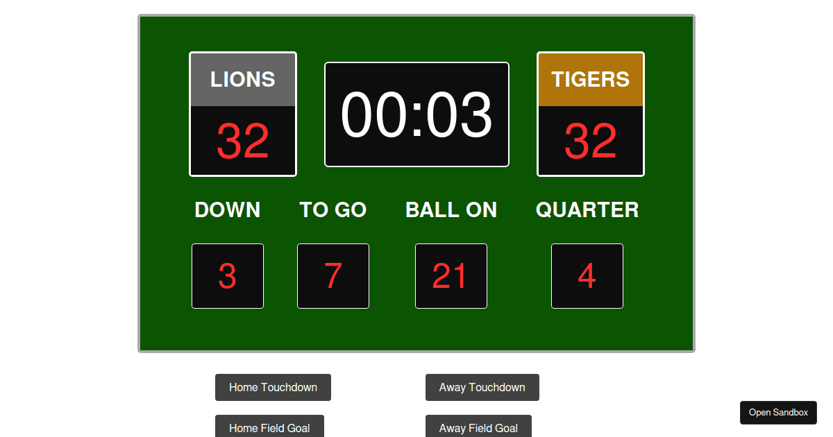 react-american-football-scoreboard - Codesandbox